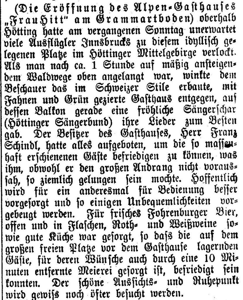 Alpengasthof „Frau Hitt“ – Innsbruck erinnert sich